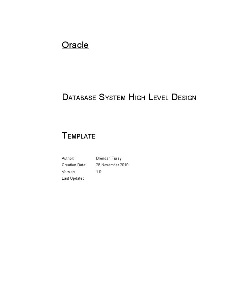 A Database System High Level Design Template | PDF | Database Schema | Oracle Database