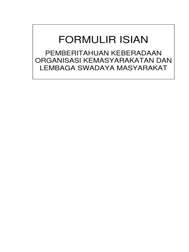 Formulir Isian Data Ormas | PDF