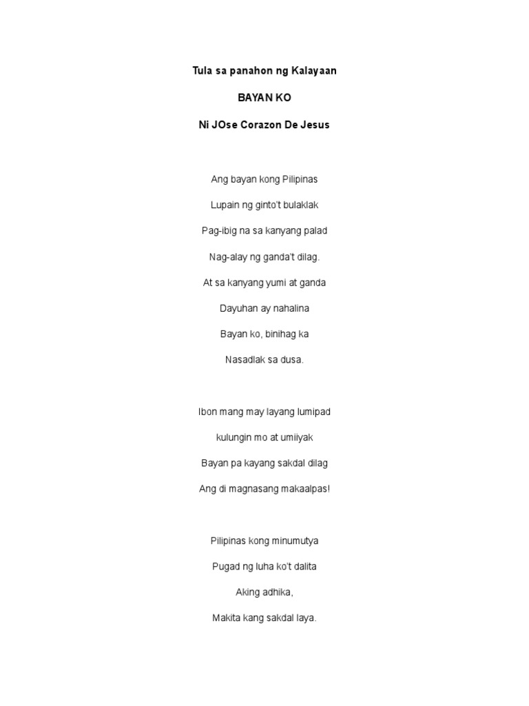 Tula Sa Panahon NG Kalayaan | PDF