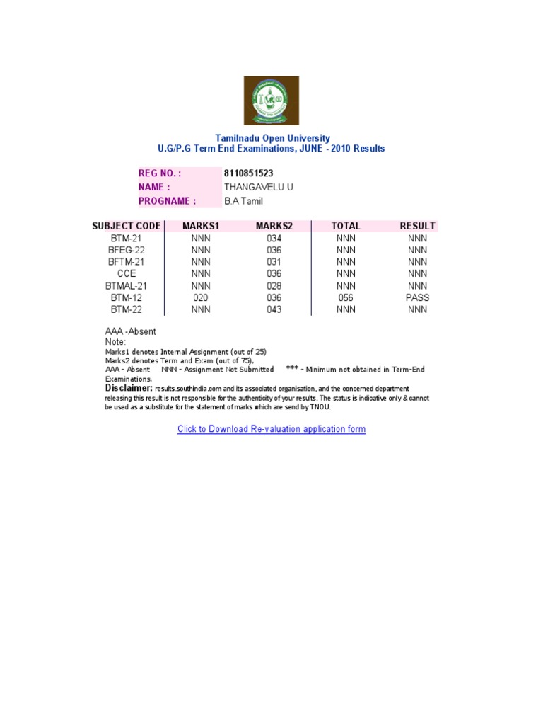 Tamilnadu Open University - Docx-Thanga | PDF