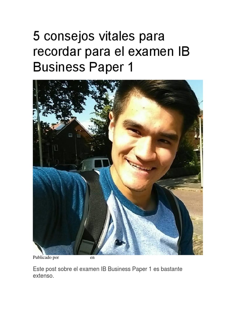 5 Consejos Vitales para Recordar para El Examen IB Business Paper 1 ...
