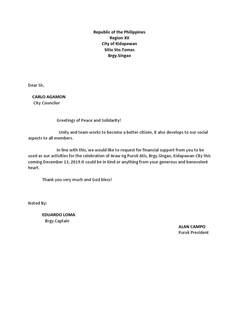 Solicitation Letter | PDF | Philippines