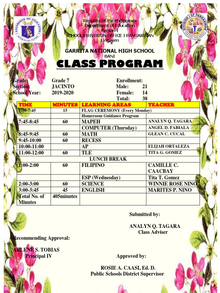 Class Program of Grade 10 | PDF | Philippines | Schools