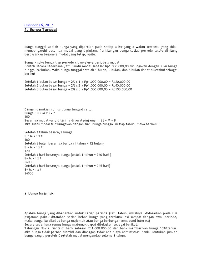 Bunga Tunggal vs Bunga Majemuk: Penjelasan dan Contoh | PDF ...