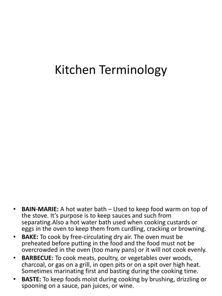 Kitchen Terminology | Download Free PDF | Grilling | Baking