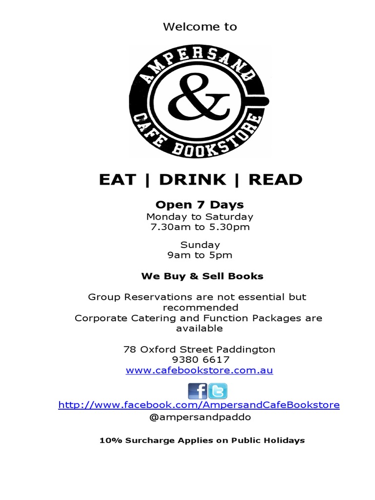 Ampersand Menu | PDF | Food And Drink | Cooking