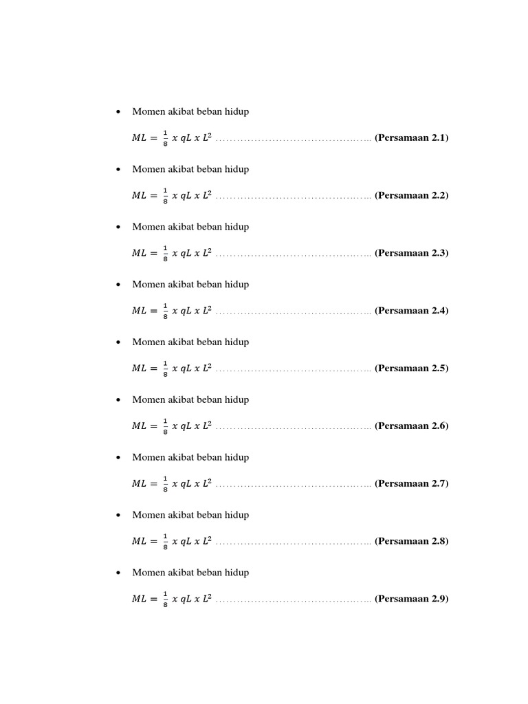 Momen Beban Hidup: 17 Persamaan | PDF