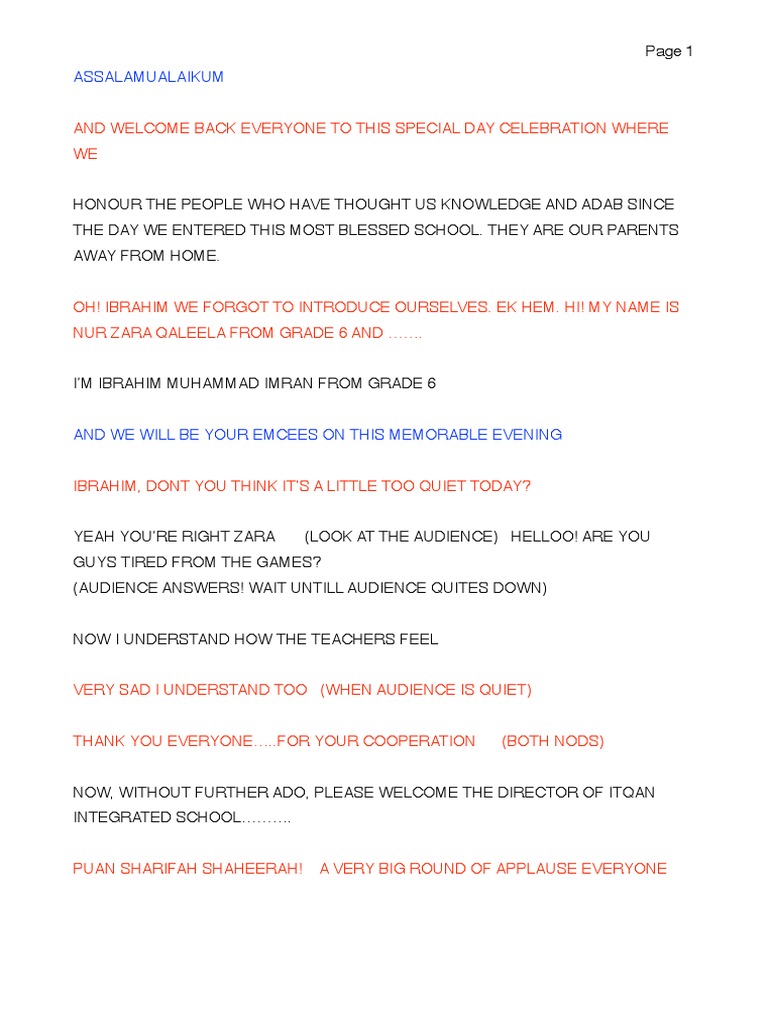 An Emcee Script for a Teachers' Appreciation Celebration | PDF