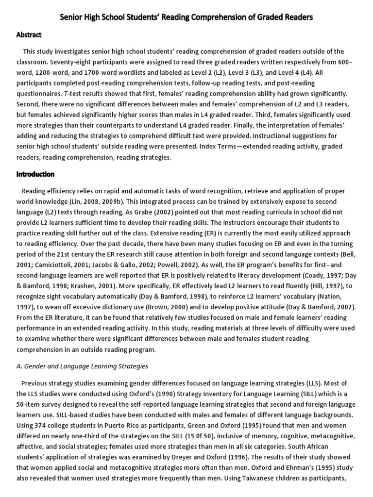 Senior High School Students | PDF | Reading Comprehension | Second Language