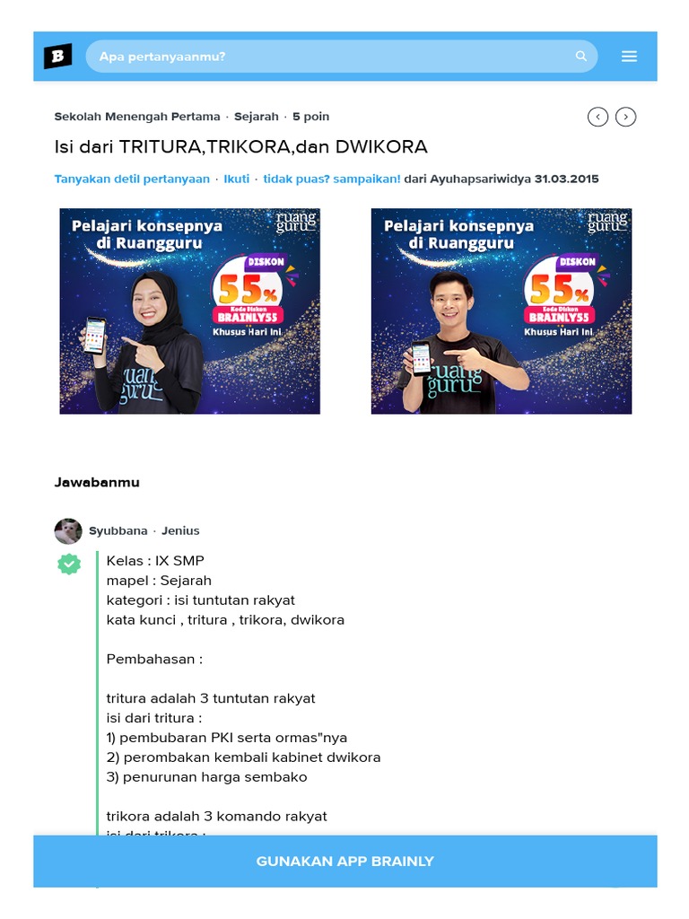 Isi Dari TRITURA, TRIKORA, Dan DWIKORA - Brainly - Co.id | PDF