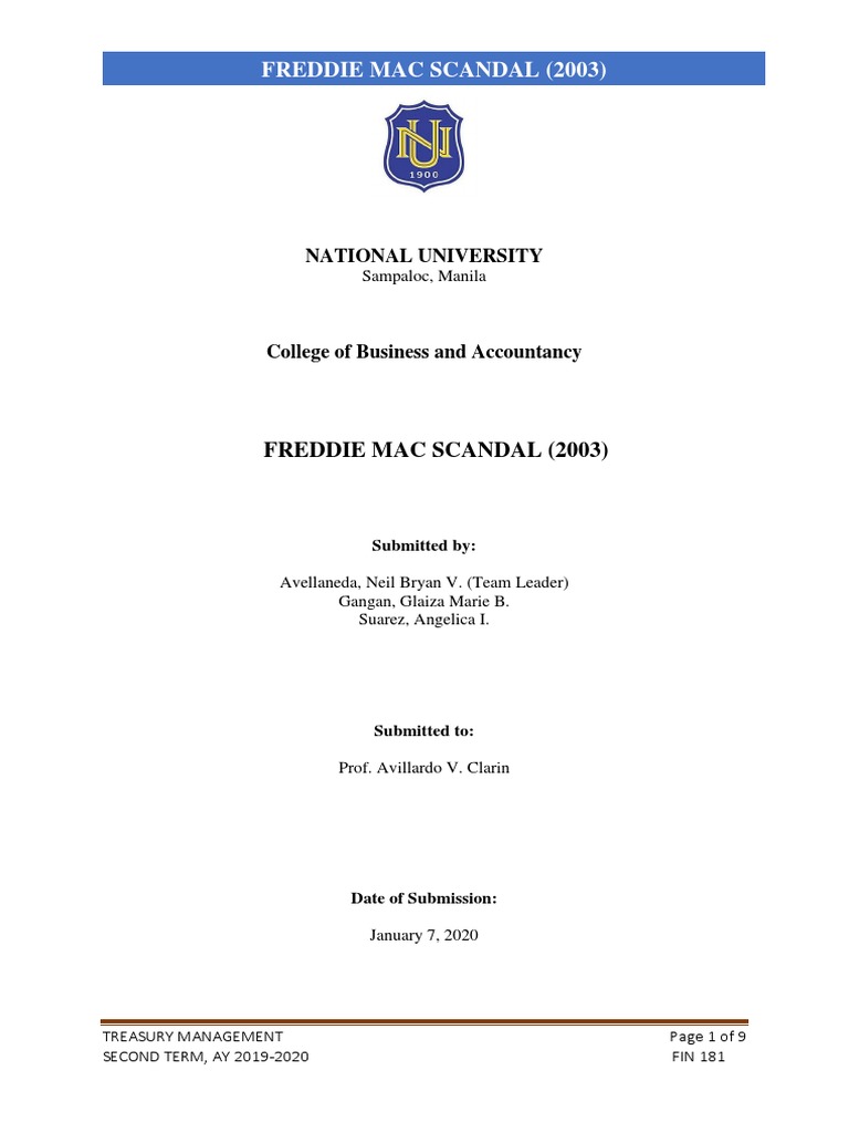 Freddie Mac Scandal 2003 Final Pdf Freddie Mac Government