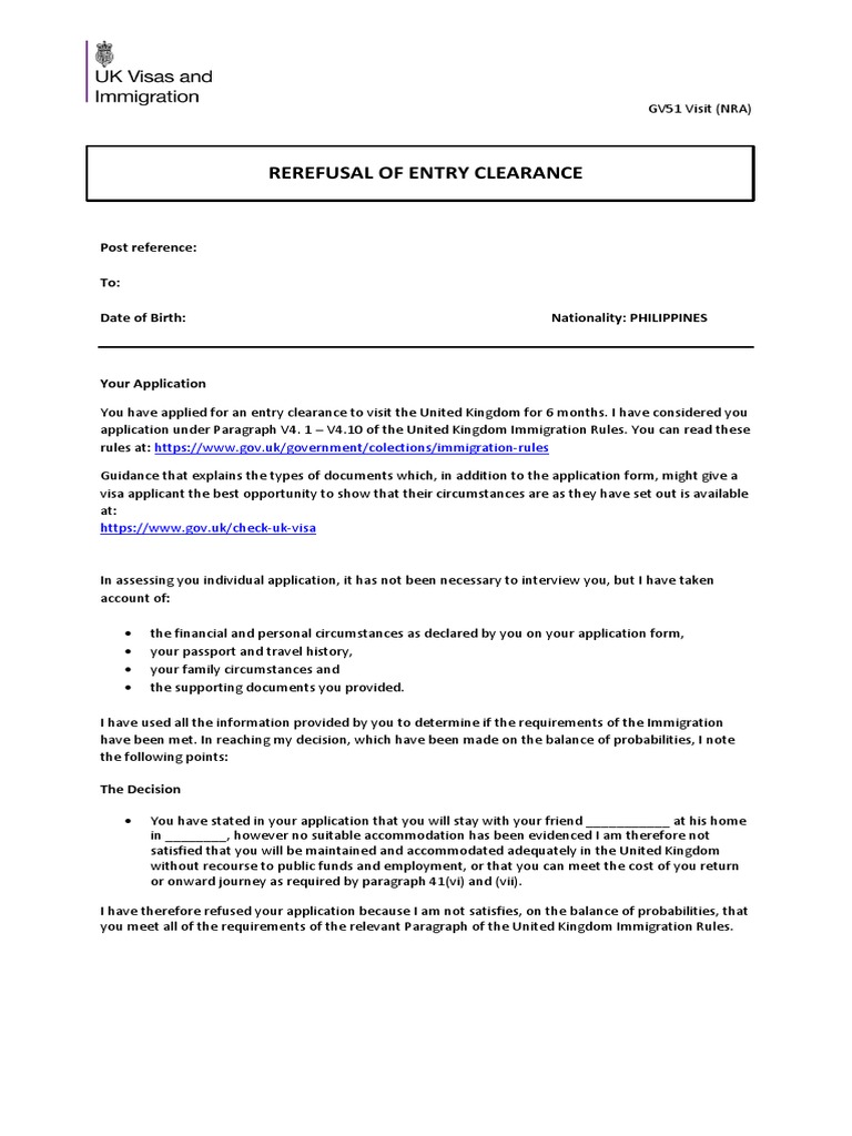 Uk Visa Refusal | PDF