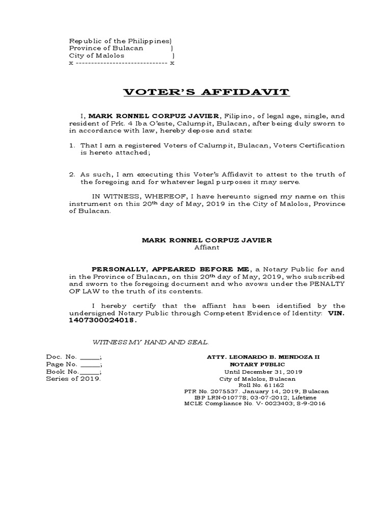 Voters Affidavit | PDF | Politics | Social Science