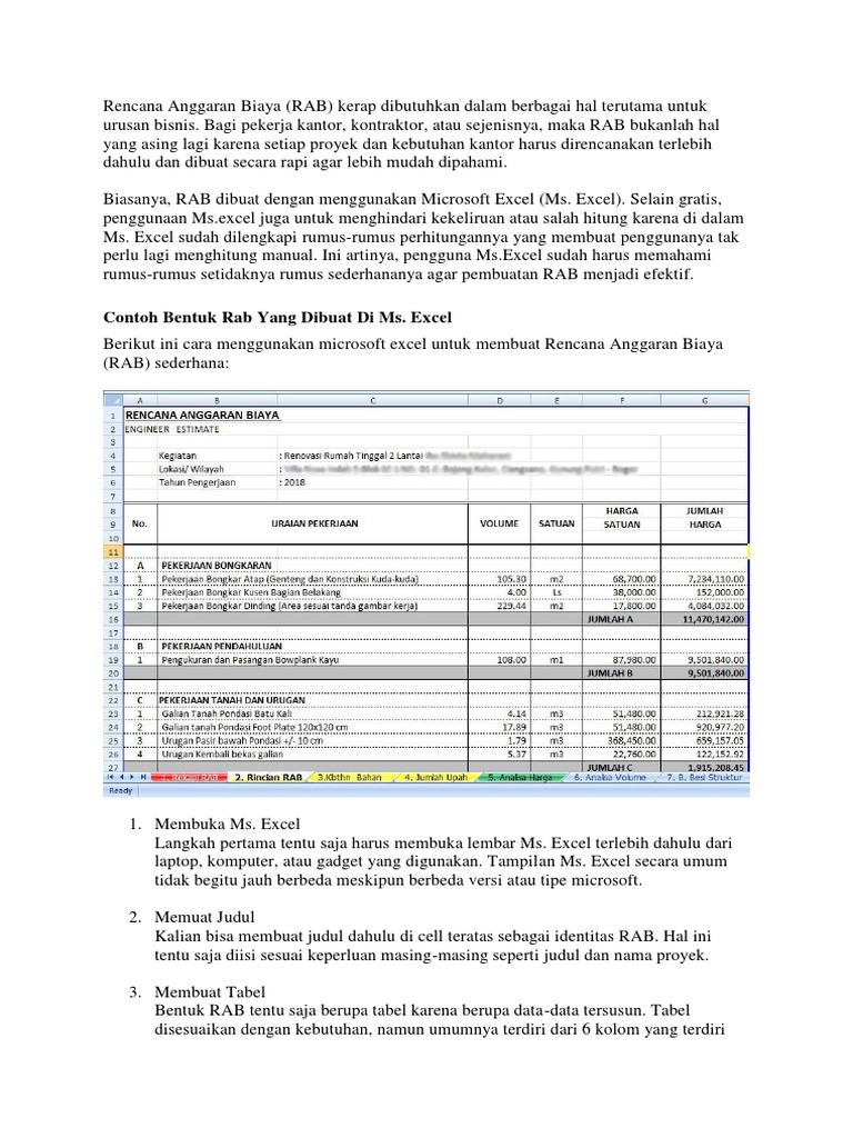 Rencana Anggaran Biaya (RAB) | PDF | Komputer | Metode & Bahan Ajar