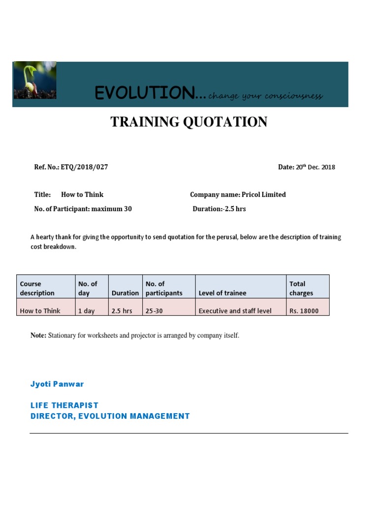 Training Quotation | PDF
