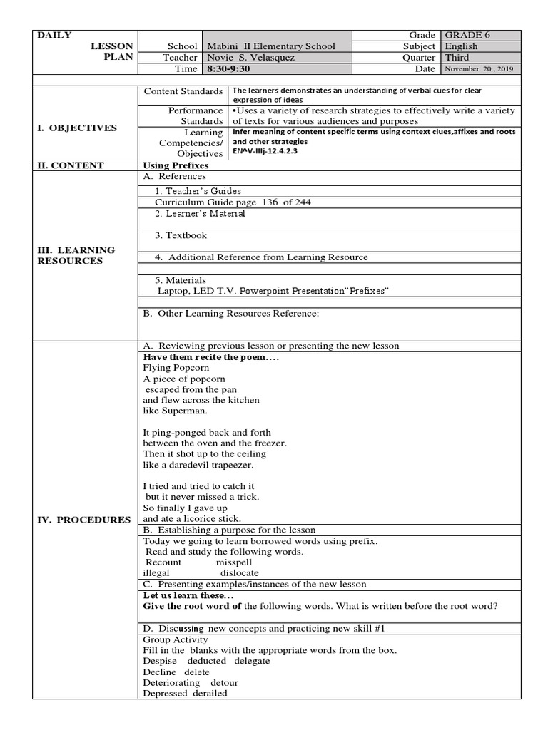 DLP English (3.12) COT | PDF | Learning | Cognitive Science
