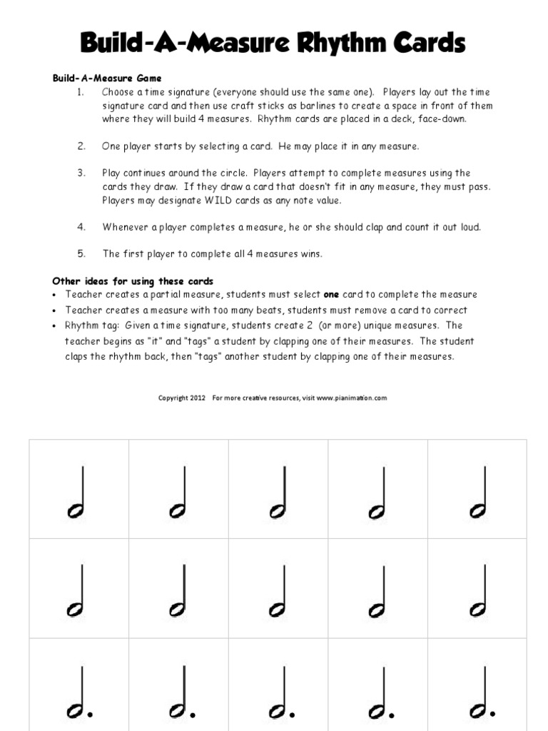 Build A Measure Rhythm Cards PDF | PDF