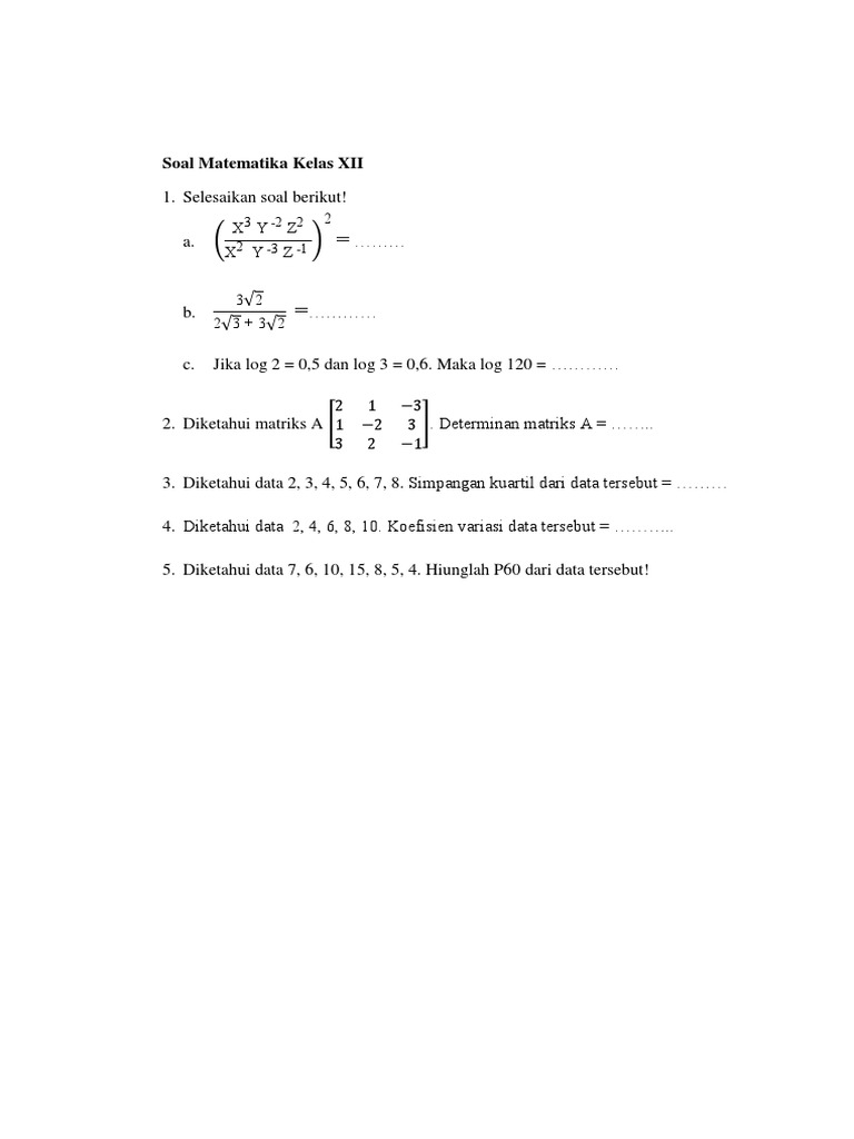 Soal Matematika Kelas XII | PDF | Metode & Bahan Ajar