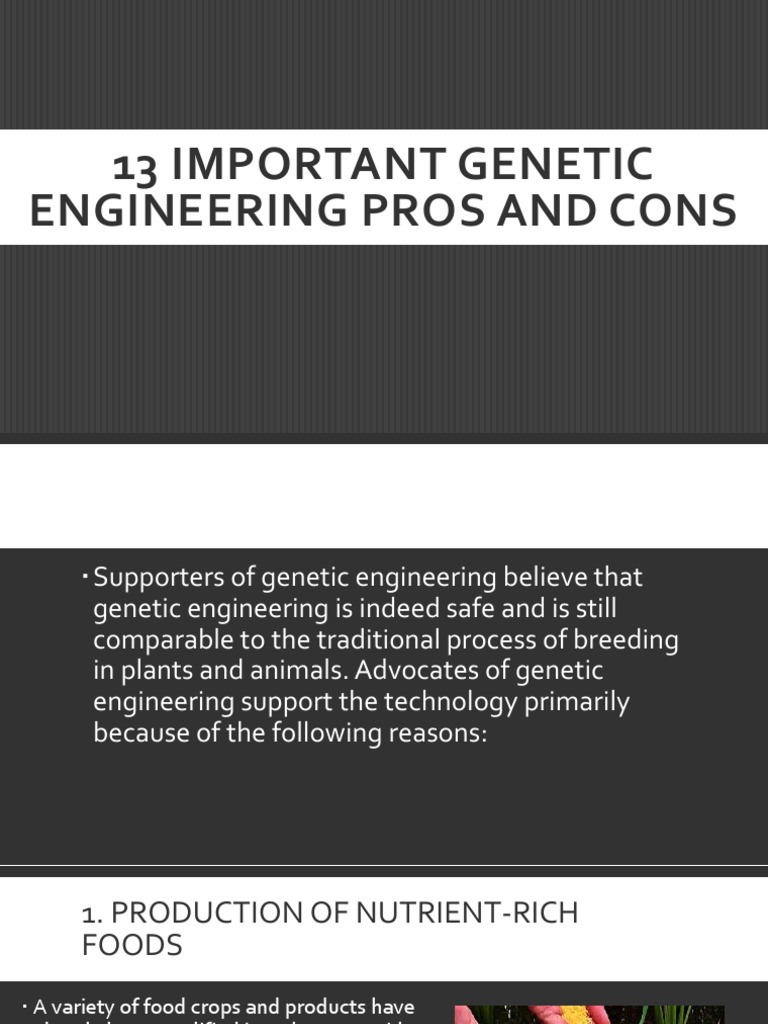 Genetic Engineering: Pros & Cons | PDF | Genetic Engineering | Organisms