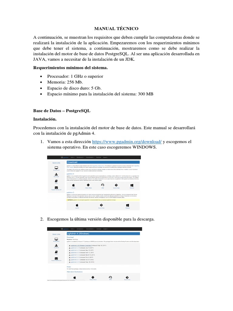 Anexo 4 - Manual Técnico SQL | PDF | Postgre Sql | Java (lenguaje de programación)