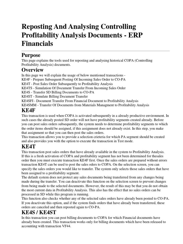 Reposting and Analysing Controlling Profitability Analysis Documents ...
