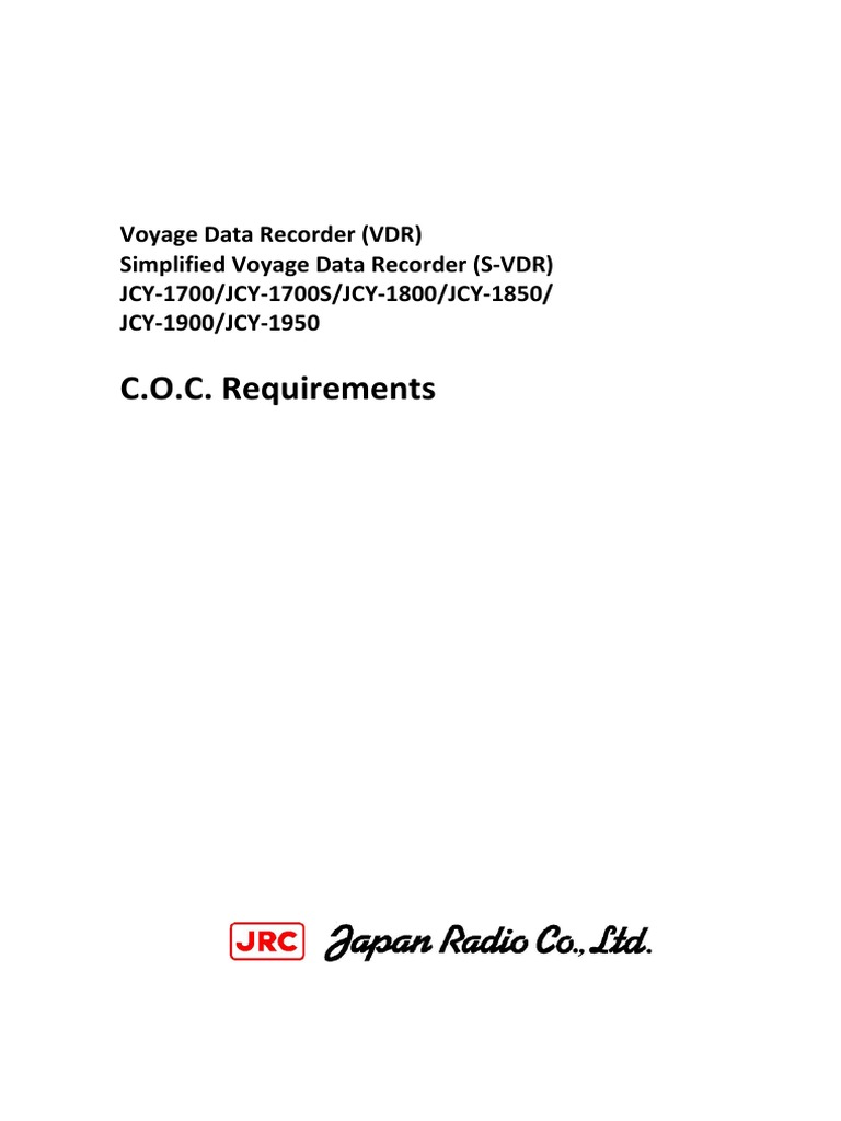VDR C.O.C. Requirements - 2018.02.27 | PDF | Computer File | Ships
