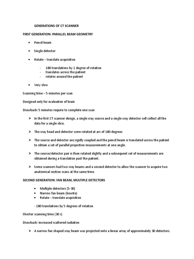 CT 2 Generations of CT Scanner | PDF | Ct Scan | X Ray