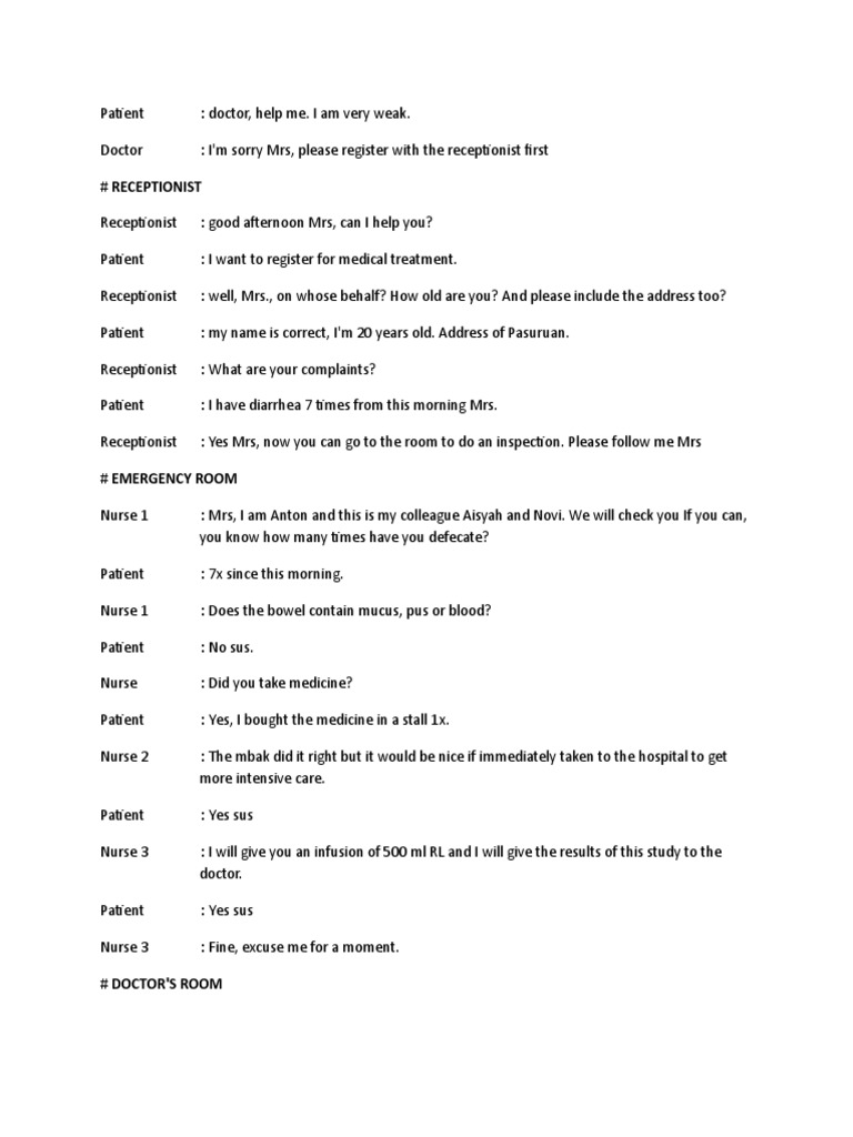 Food and Nutrition Role Play | PDF | Patient | Medicine