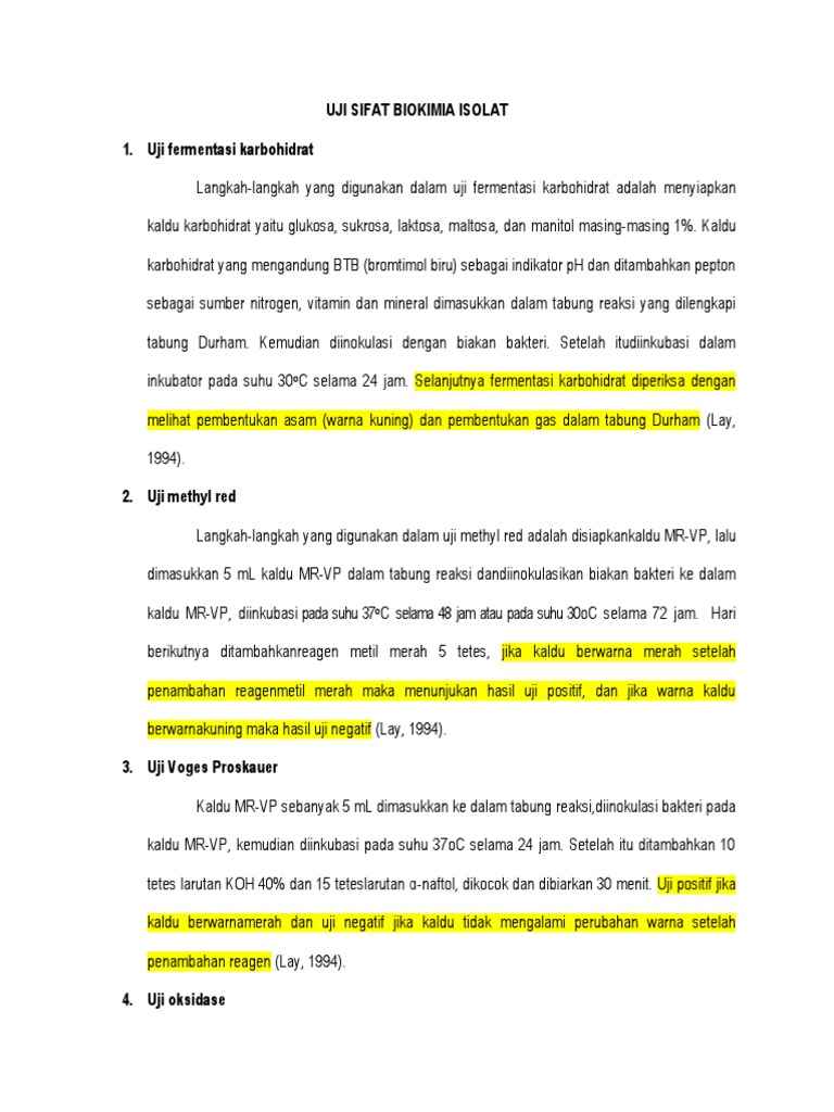Uji Sifat Biokimia Isolat (Refisi Referensi) - 2 | PDF