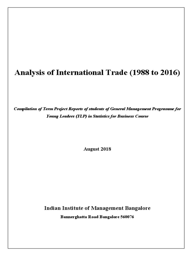 Analysis of International Trade-Project Reports | PDF | Balance Of ...