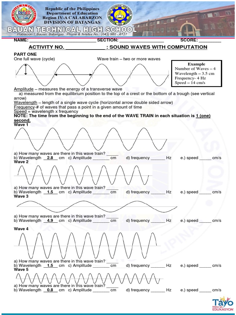 Activity 13 IN SOUND WAVES | PDF | Waves | Sound