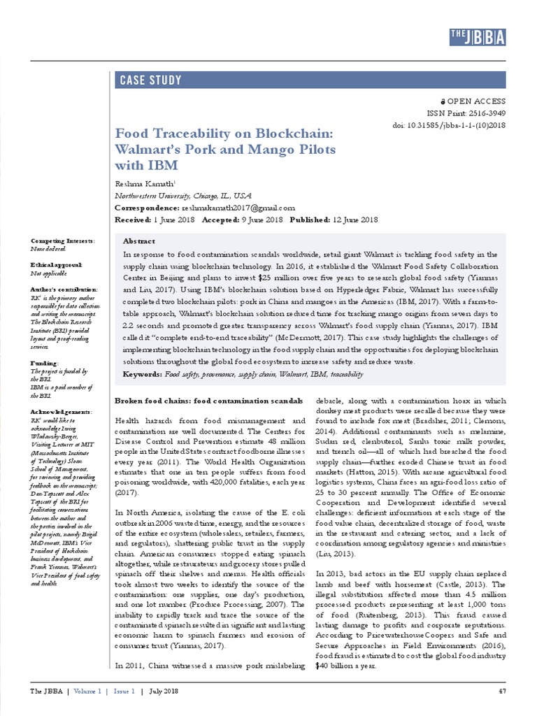 3712 Food Traceability On Blockchain Walmart S Pork and Mango Pilots ...