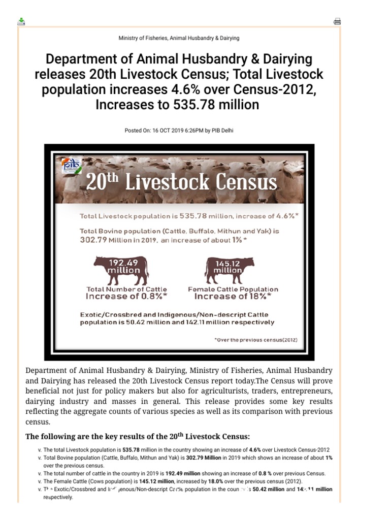 Livestock Census 2019 | PDF | Cattle | Livestock