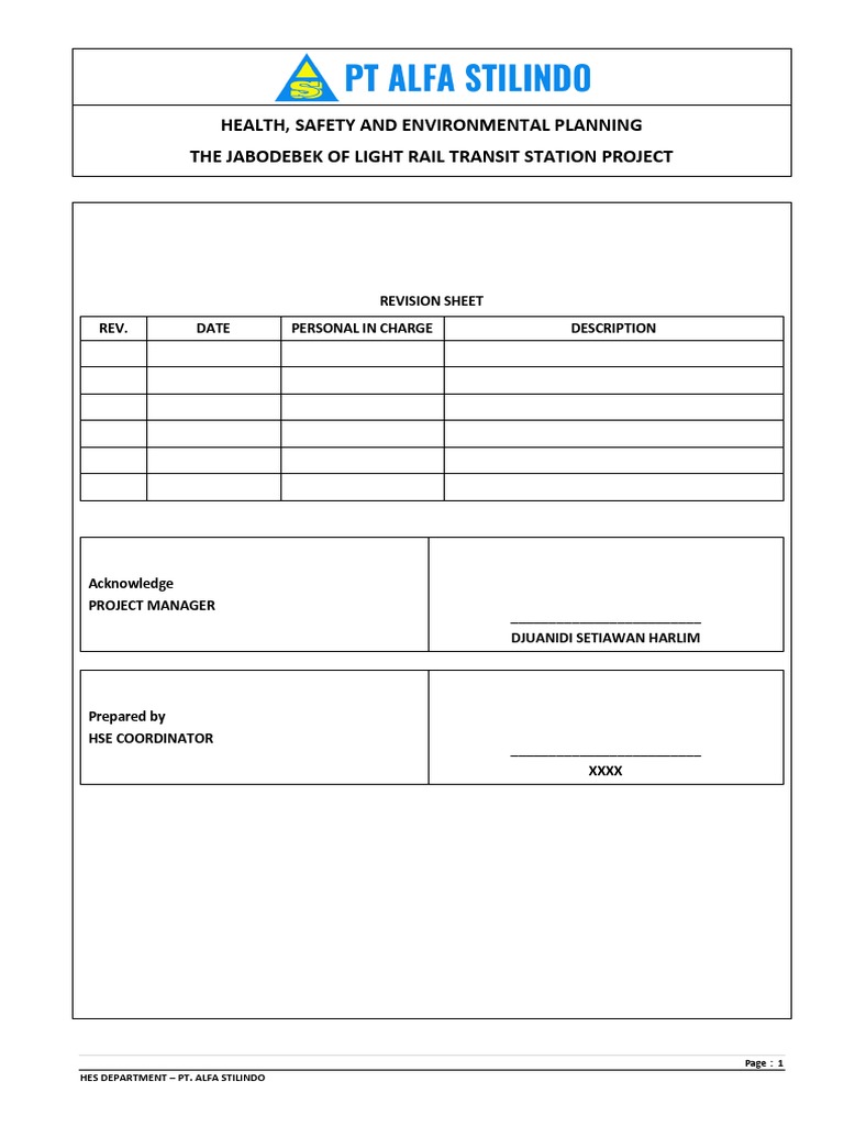 Contoh Hse Plan (Subcont) PDF | PDF