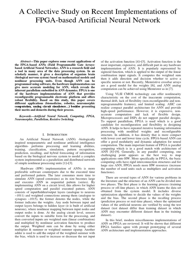 FPGA Based Artificial Neural Network | PDF | Artificial Neural Network ... FPGA Based Artificial Neural Network | PDF | Artificial Neural Network ...