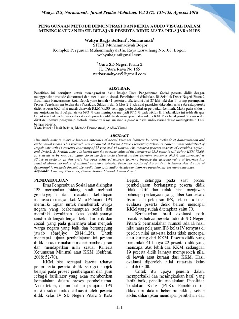 Penggunaan Metode Demontrasi Dan Media Audio Visual Dalam PDF | PDF