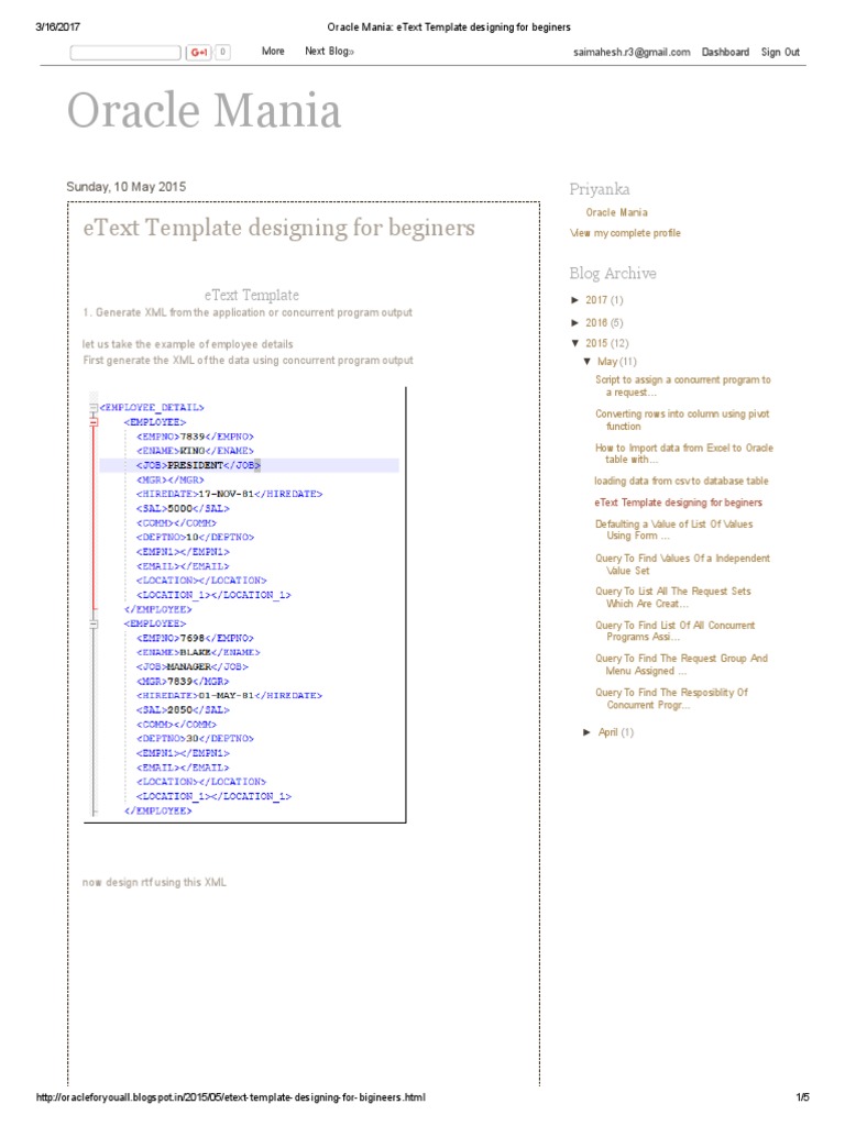 Oracle Mania - Etext Template Designing For Beginers | PDF | File Format | Data Management