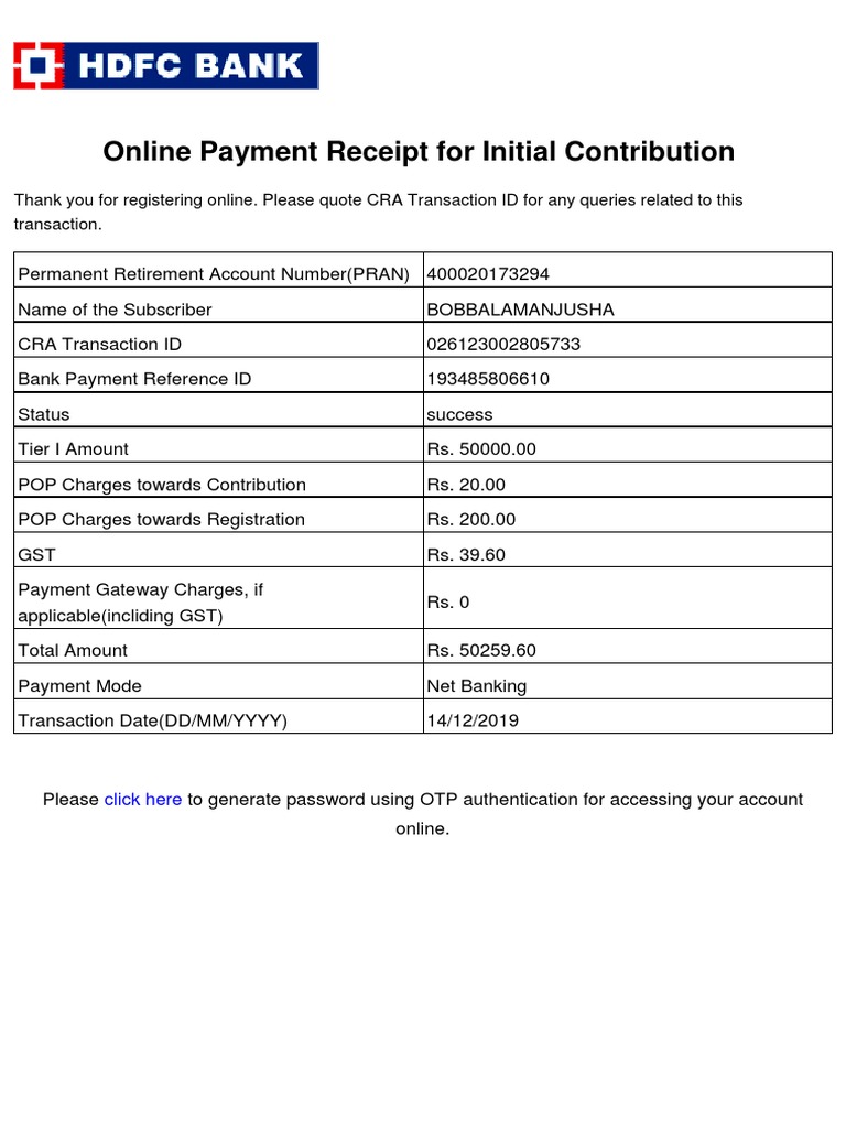 National Pension Scheme (NPS) Receipt | PDF National Pension Scheme (NPS) Receipt | PDF
