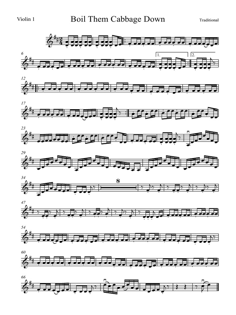 Boil Them Cabbage Down - Violin 1 | PDF