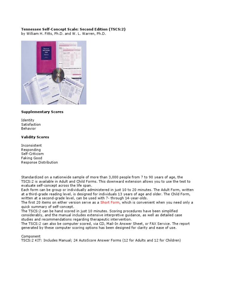 Tennessee Self-Concept Scale | PDF