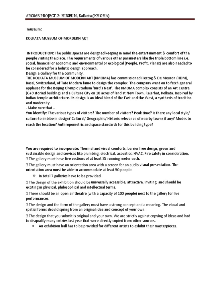 Design Brief Museum ARC065 | PDF | Museum | Natural Environment