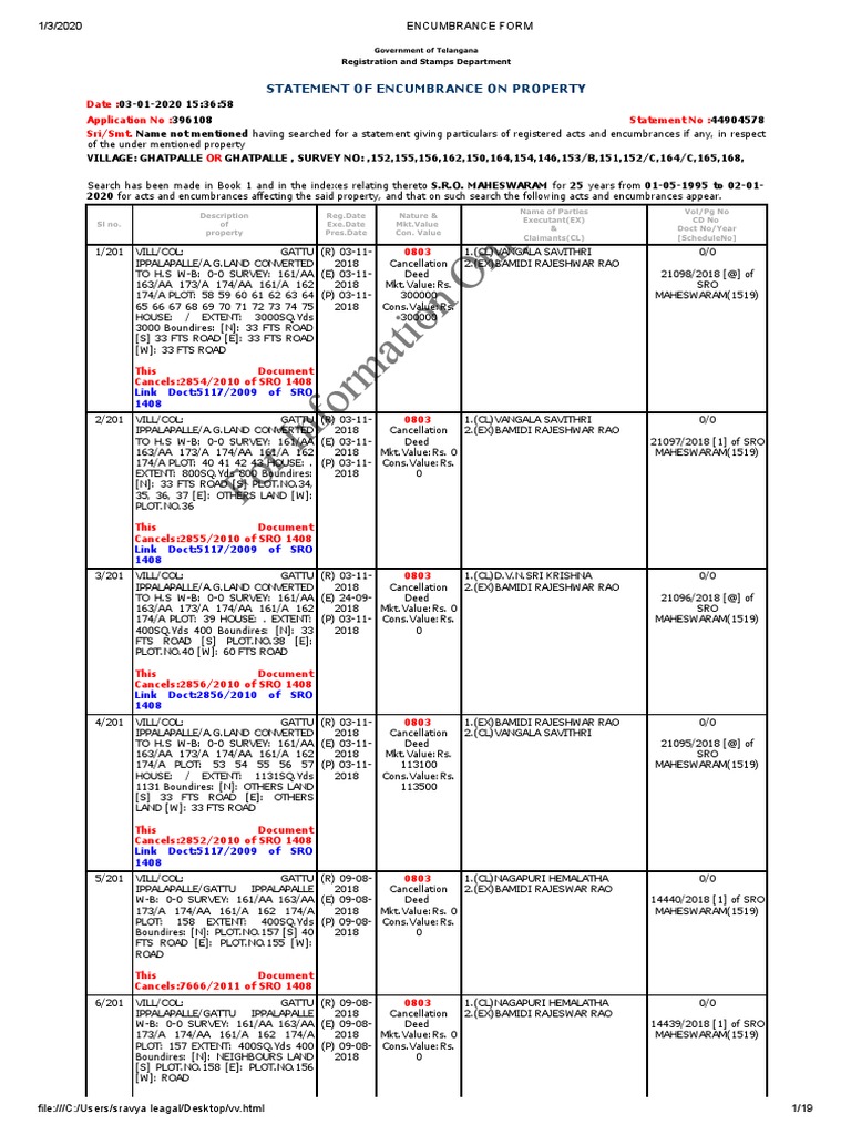 Encumbrance Form PDF | PDF
