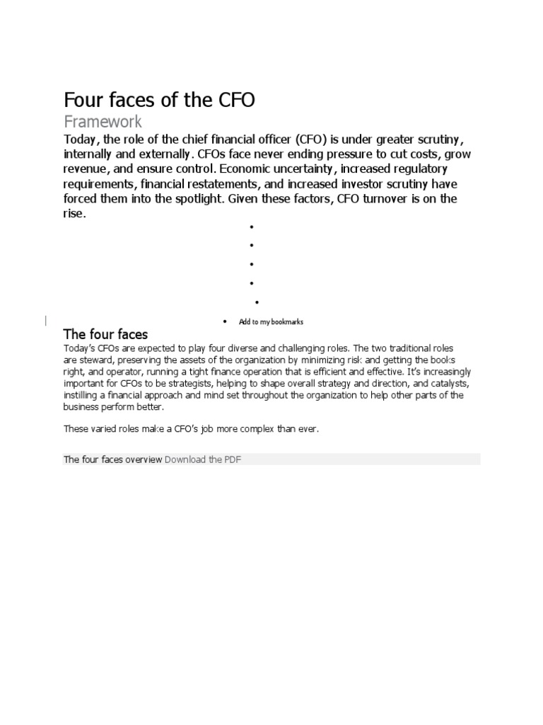 Four Faces of The CFO | PDF | Chief Financial Officer | Strategic ...