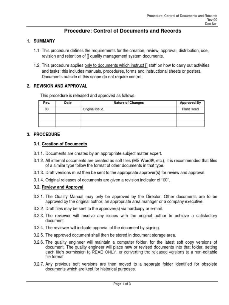 19-Procedure - Control of Documents | PDF | File Format | Document