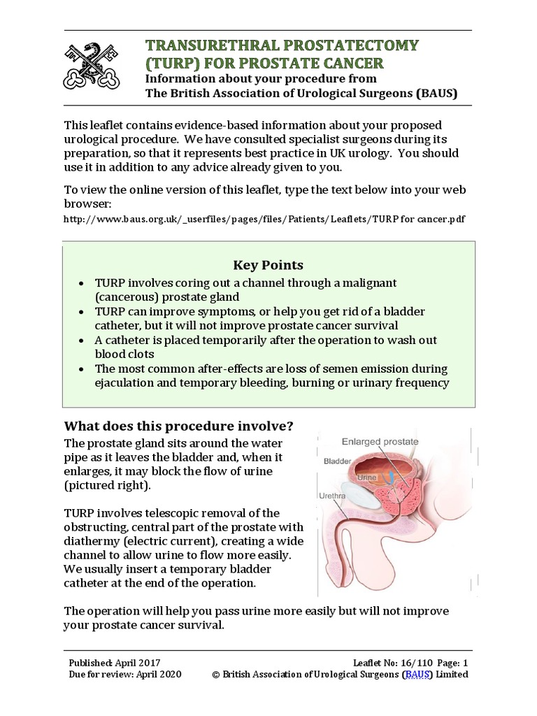 TURP For Cancer | PDF | Catheter | Surgery