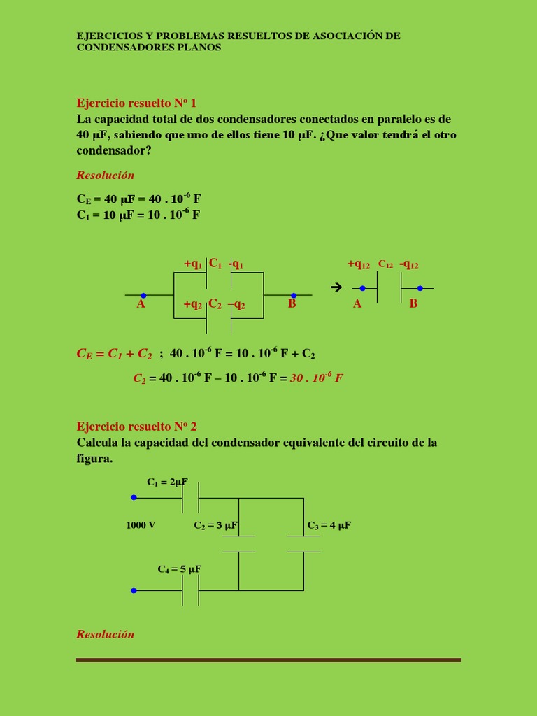 Ejercicios Condensadores 2 | PDF | Condensador | Mecanica clasica