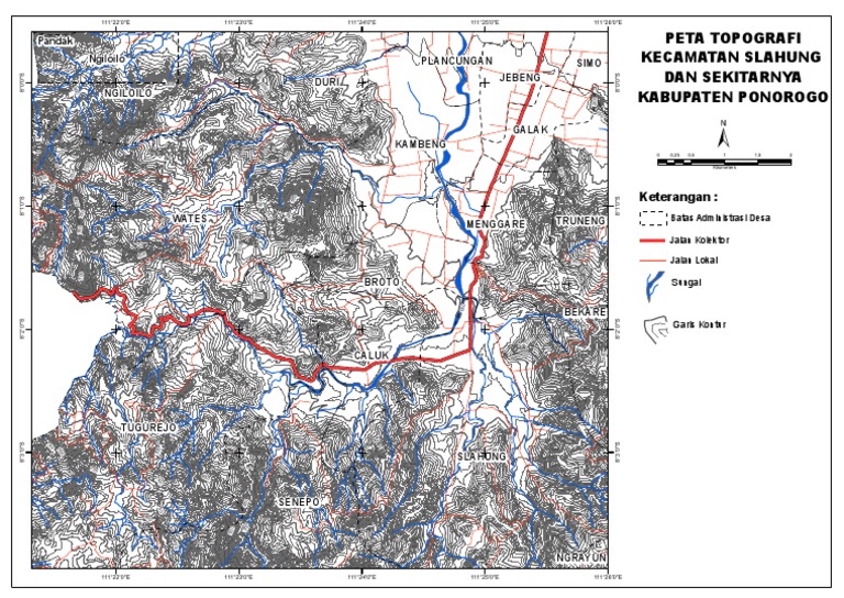 Peta Topografi Kecamatan Slahung Dan Sekitarnya | PDF