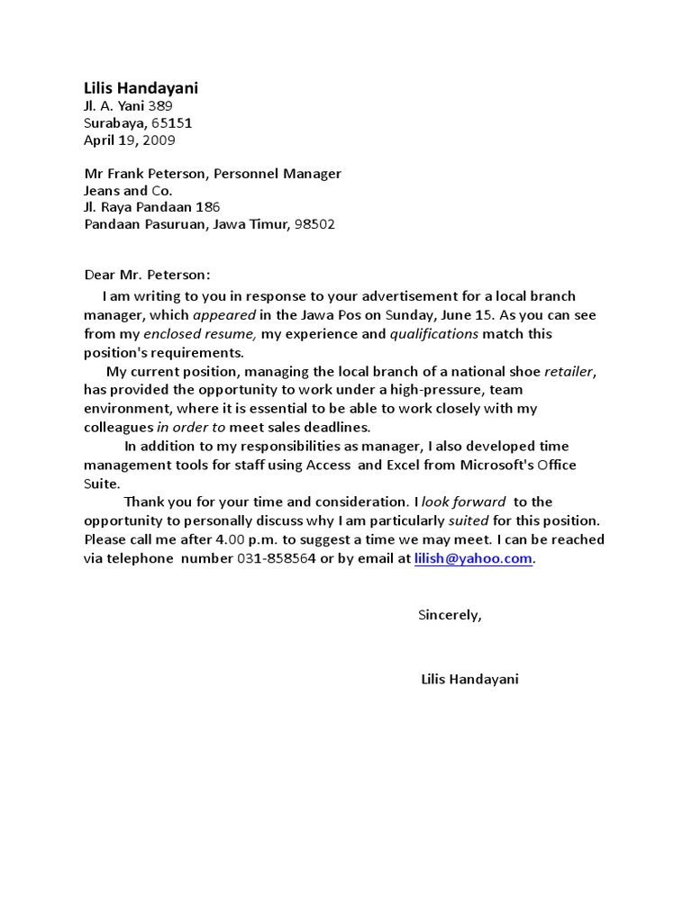 Application Letter Examples | PDF | Application Software | Computing