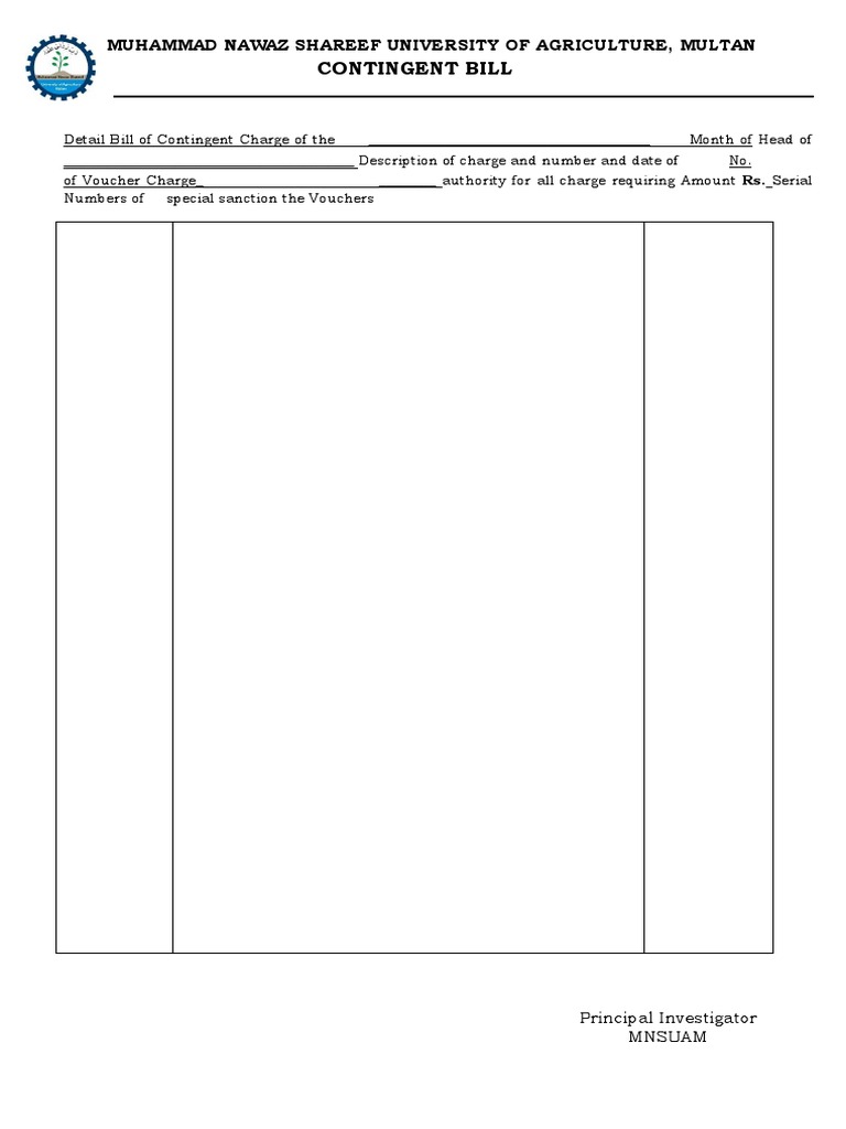 Contingent Bill Form NEW | PDF | Voucher | Service Industries