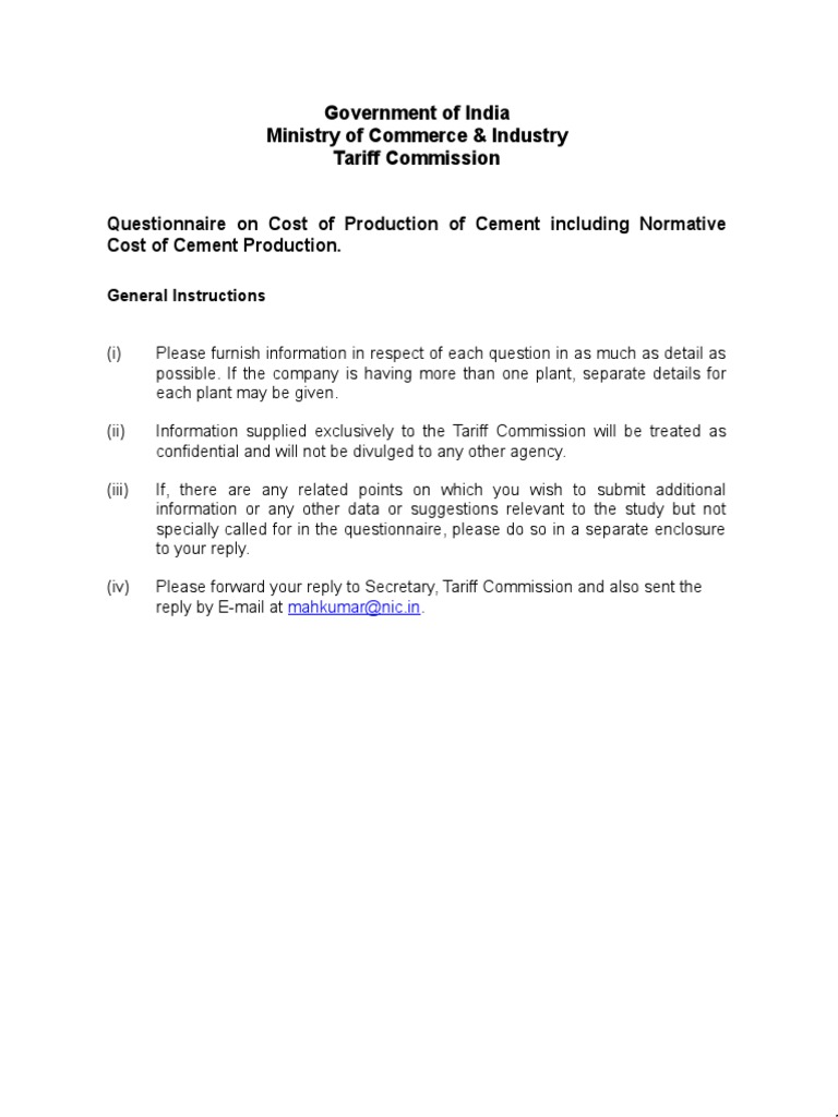 Questionnaire Cement | PDF | Cement | Expense